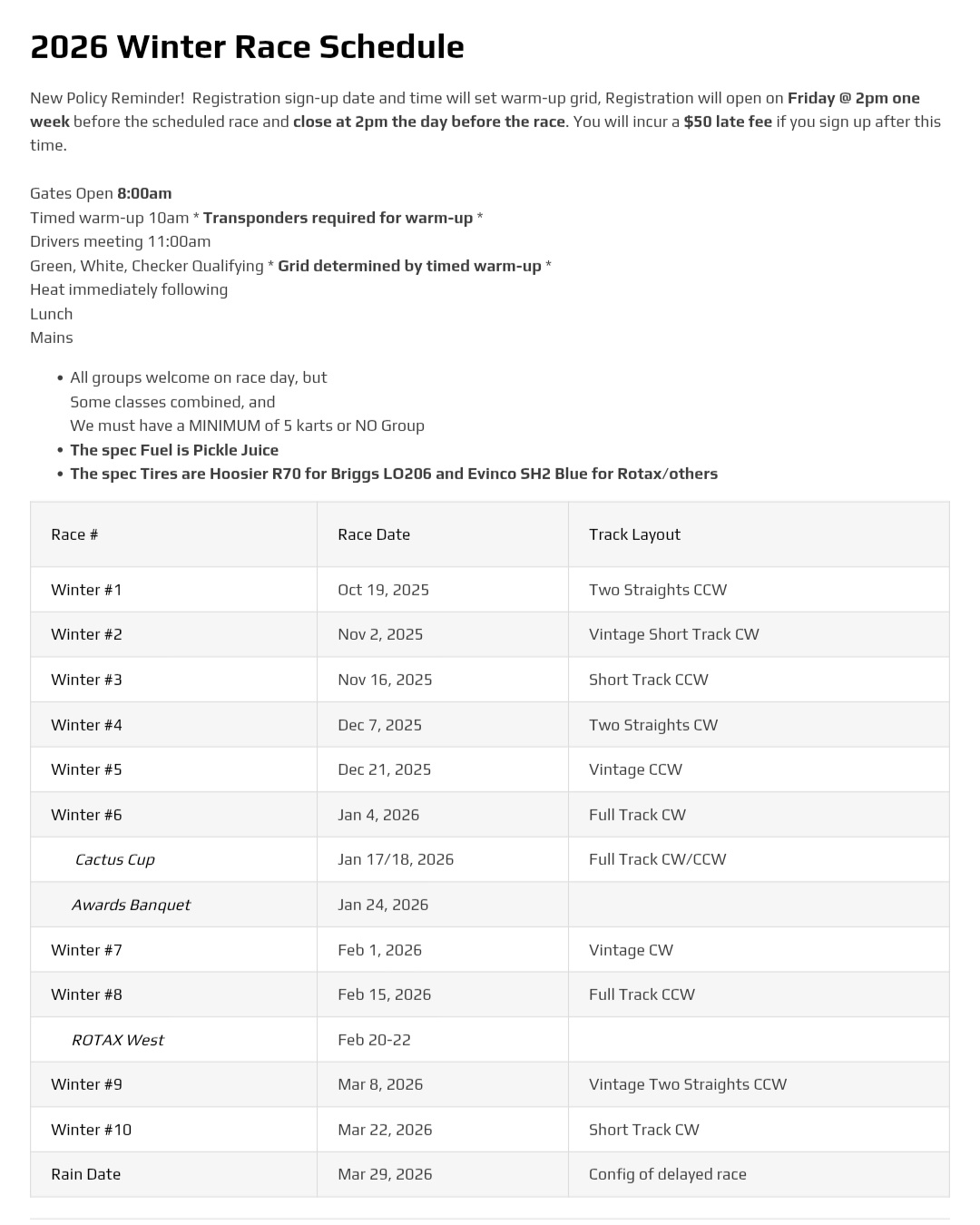 Innovative Karting | PKRA Race Track & Racing Schedule